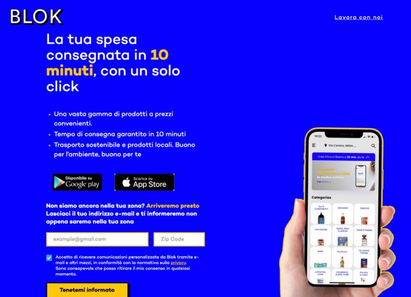 Arriva a Milano Blok, la startup che consegna la spesa in 10 minuti ...